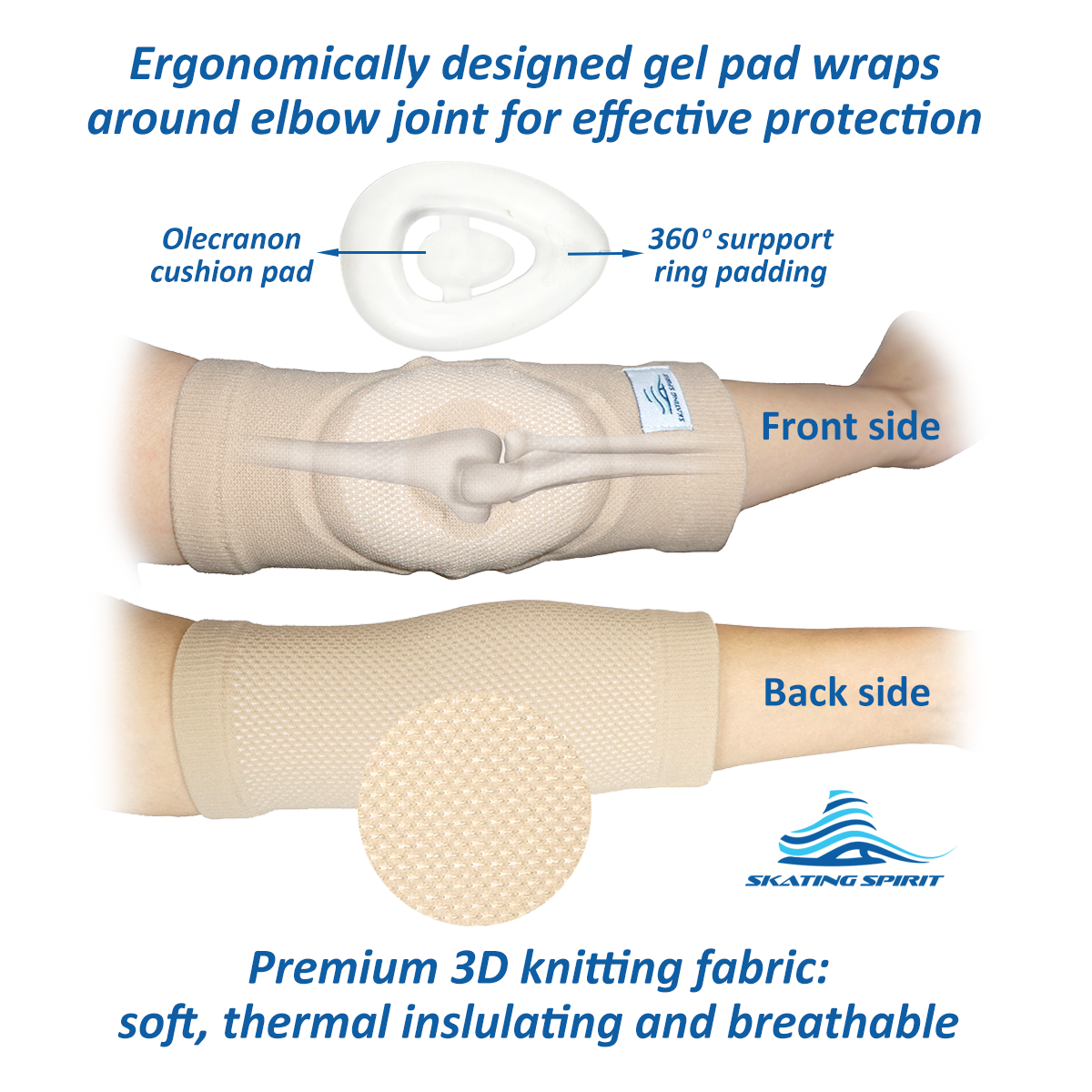 Gel Elbow Pads (1 Pair) - Cushion and Protect Elbow Joint – Skating Spirit